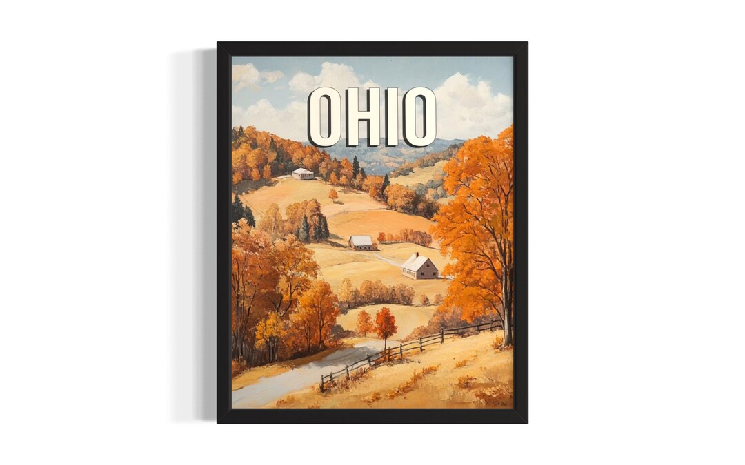 Ohio Fall States Poster Art Print, Living Room Wall Art Poster ...