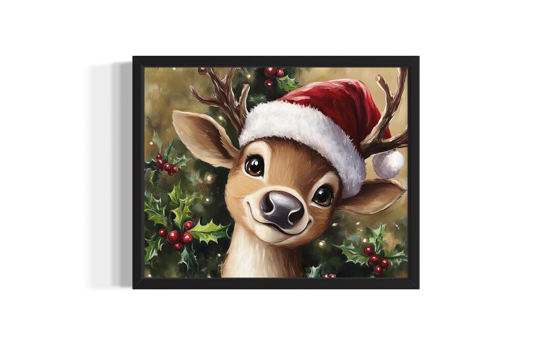Rudolph Christmas Animals Poster Art Print, Living Room Wall Art Poster ...