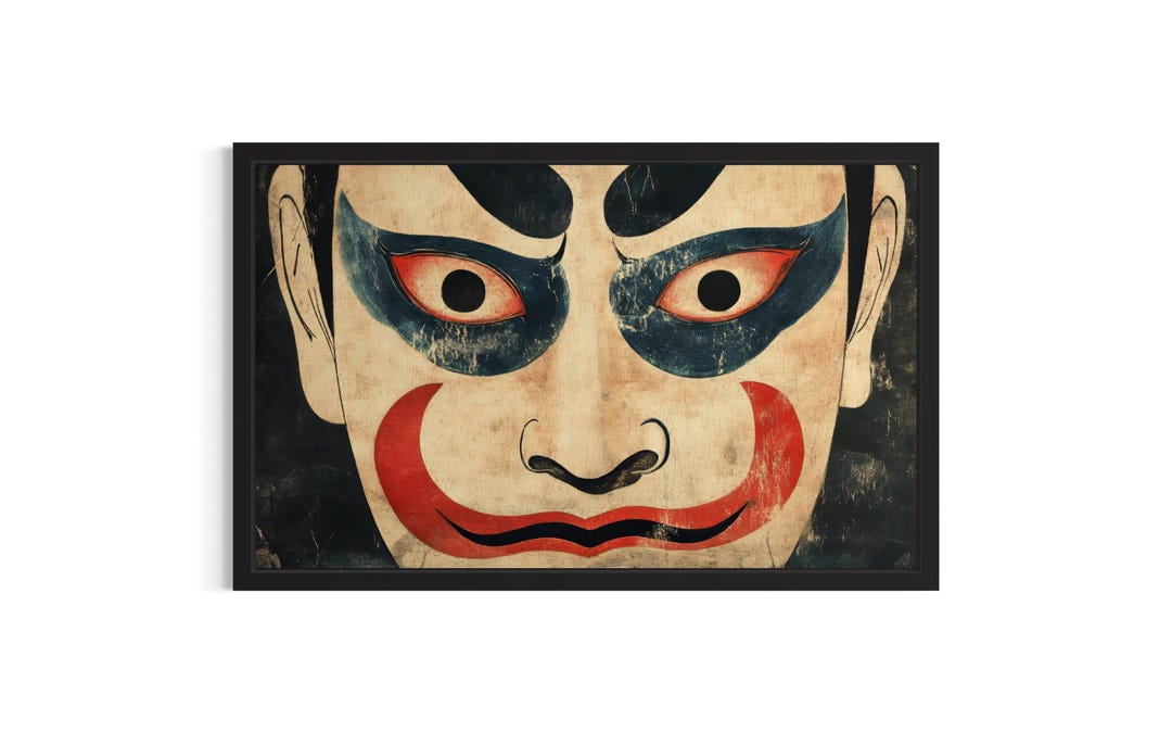 Kabuki Mask Japanese Poster Art Print, Living Room Wall Art Poster ...
