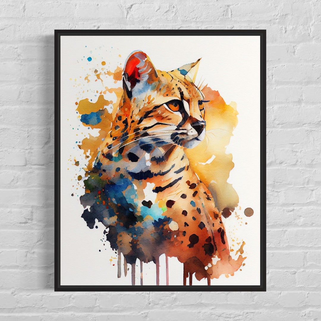 Ocelot Watercolor Art Print, Ocelot Painting Watercolor, Ocelot ...