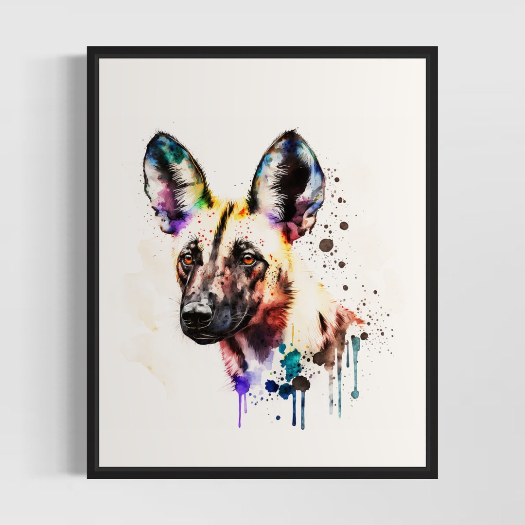 Wild Dog Watercolor Art Print, Wild Dog Wall Art Poster, Original ...