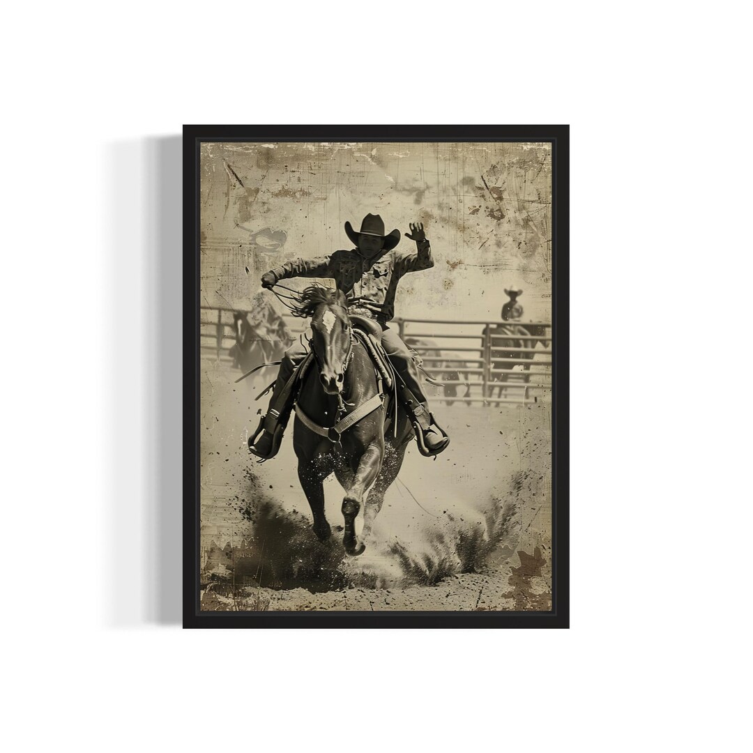 Rodeo Scene Poster Art Print, Vintage Gothic Wall Art Painting Decor ...