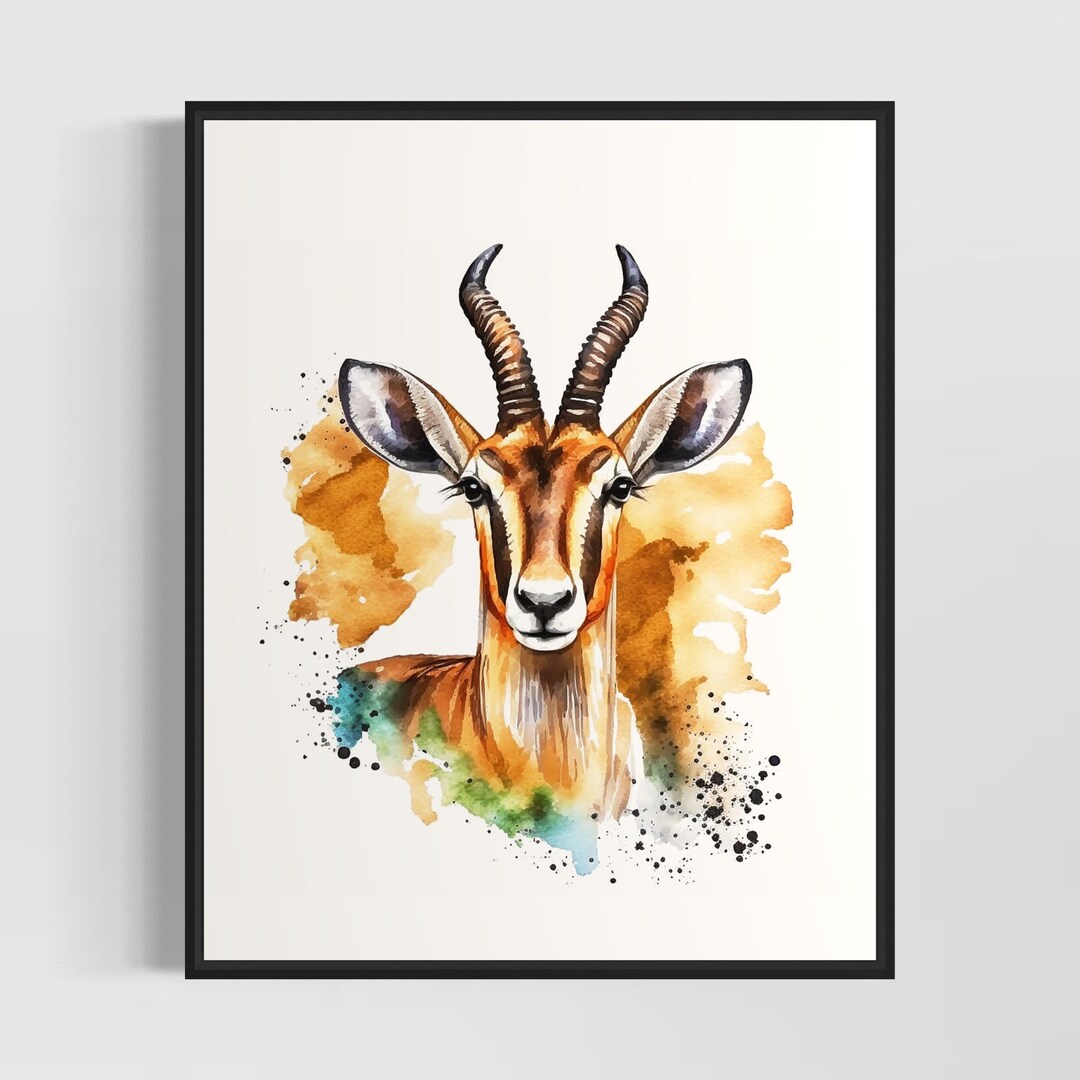 Antelope Watercolor Art Print, Antelope Painting Wall Art Decor ...
