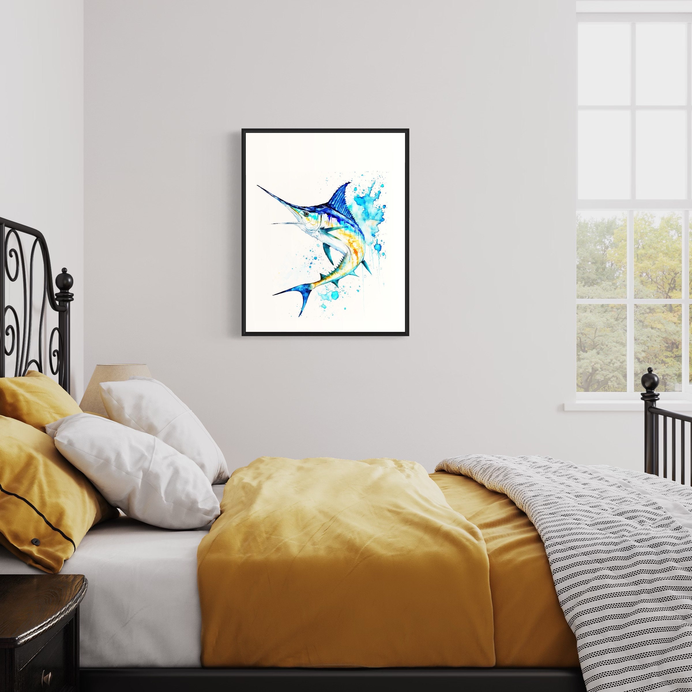 Billfish Watercolor Art Print, Billfish Painting Wall Art Decor ...