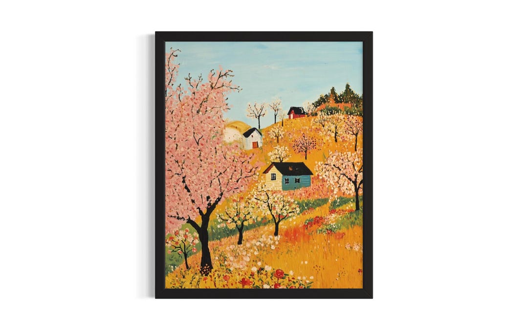 Peach Orchards Fruit Trees Poster Art Print, Living Room Wall Art ...