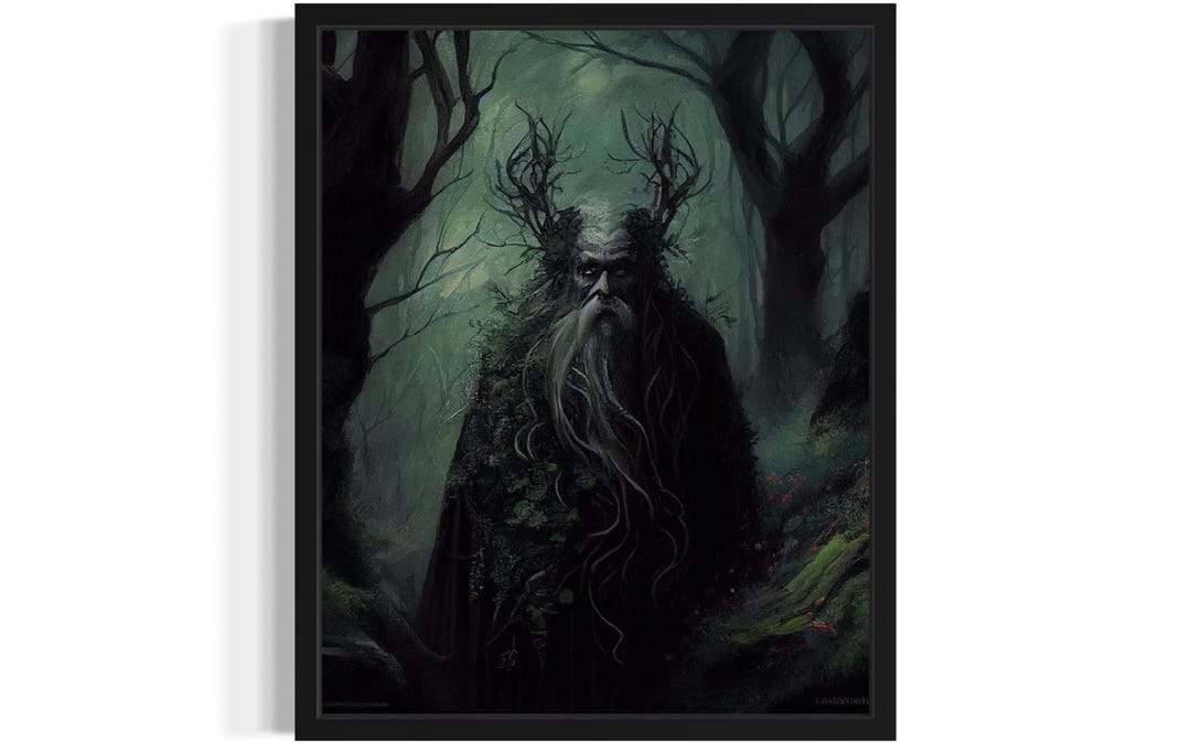Druid of the Forest Art Print, Scary Spooky Gothic Wall Art Painting ...