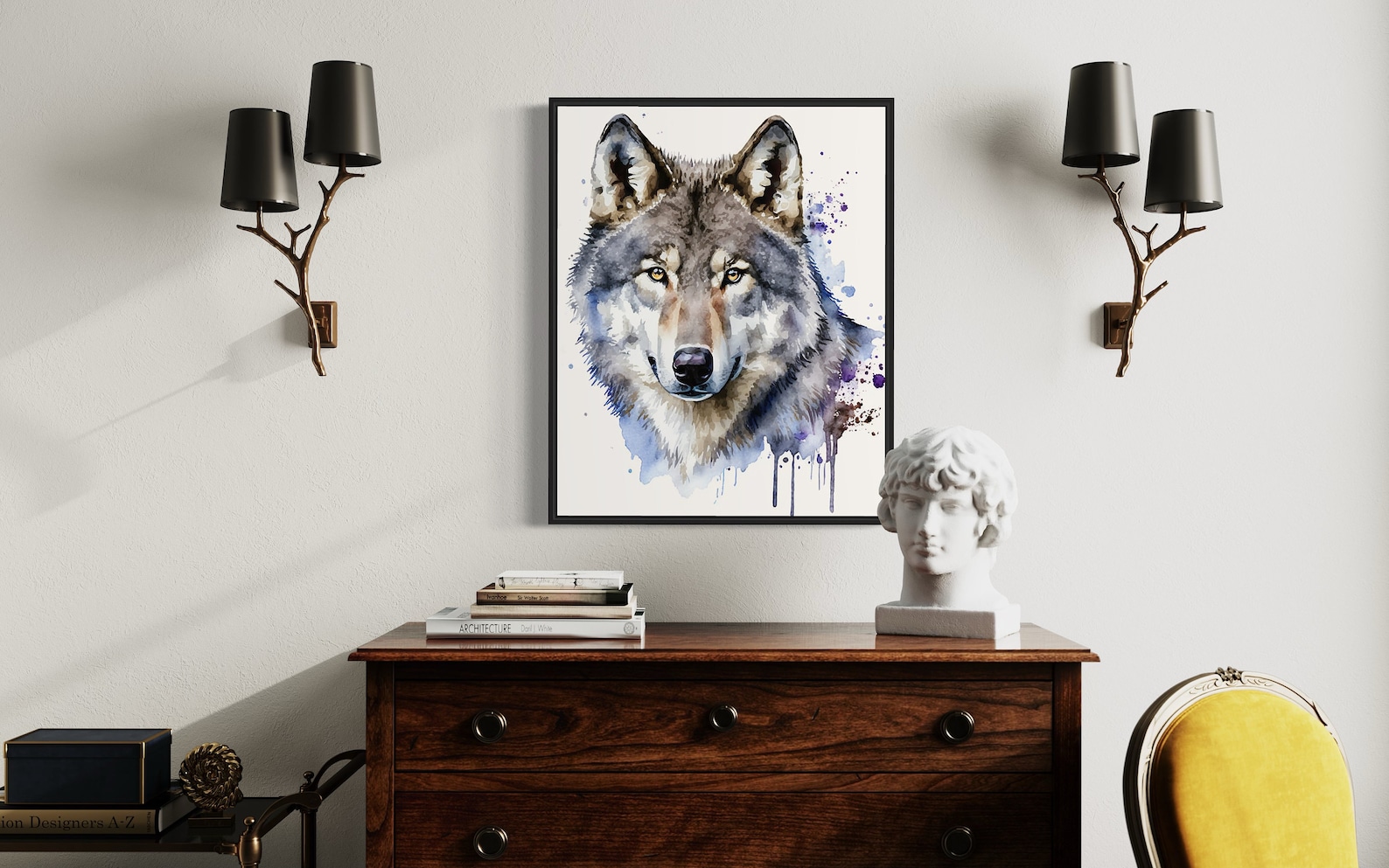 Gray Wolf Watercolor Art Print Gray Wolf Painting Wall Art - Etsy