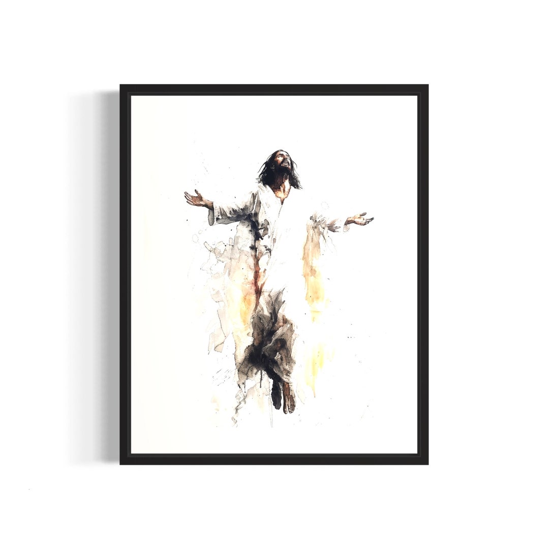 Jesus Resurrection Poster Art Print, Religious Christian Bible Painting ...
