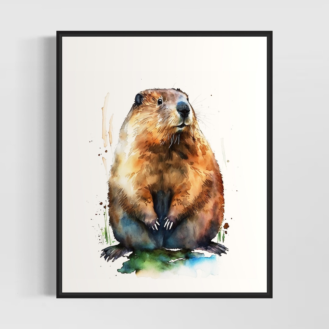 Beaver Watercolor Art Print, Beaver Painting Wall Art Decor, Original ...