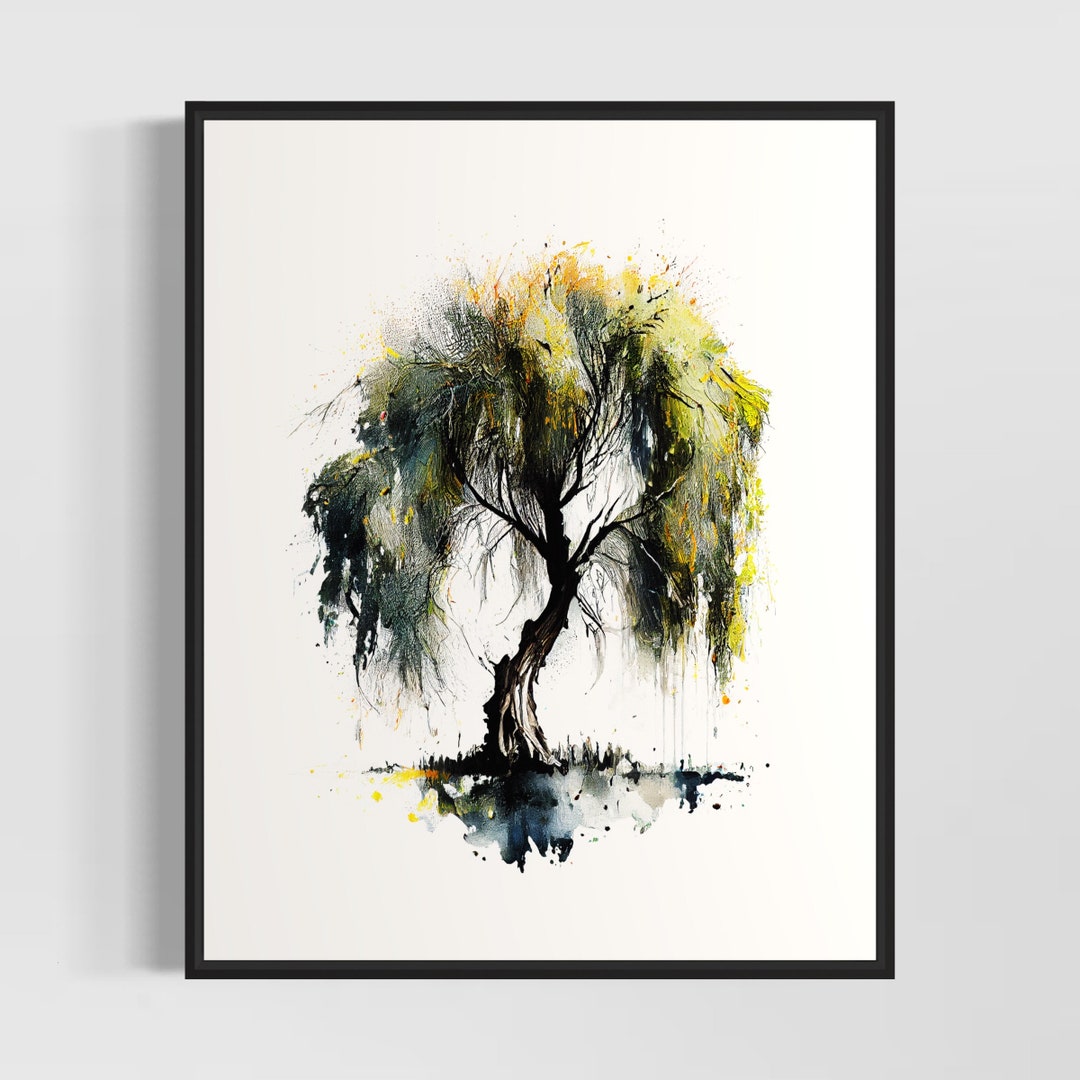 Willow Tree Watercolor Art Print Willow Tree Painting Wall - Etsy