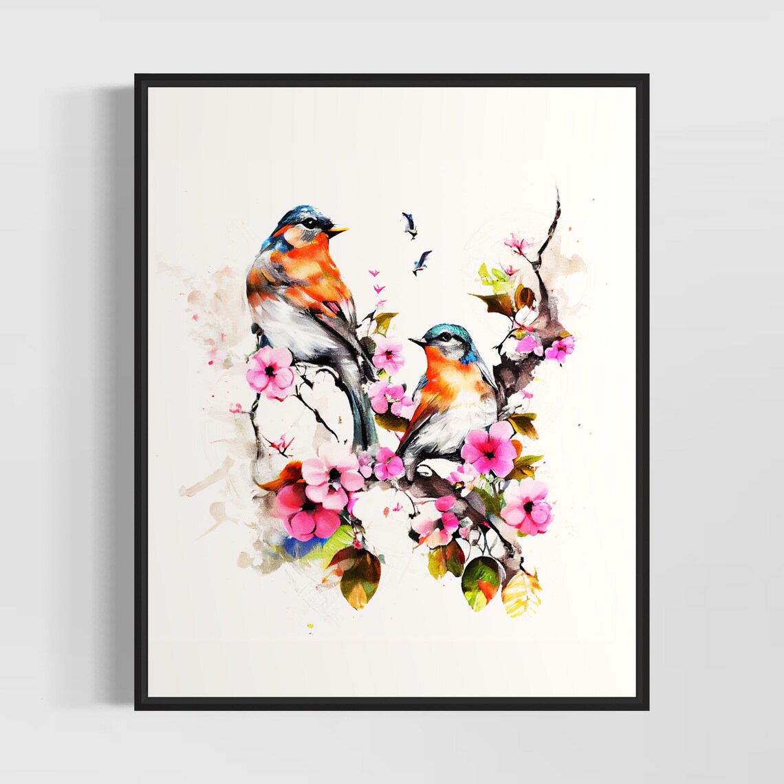 Songbirds and Flowers Watercolor Art Print Songbirds Painting - Etsy