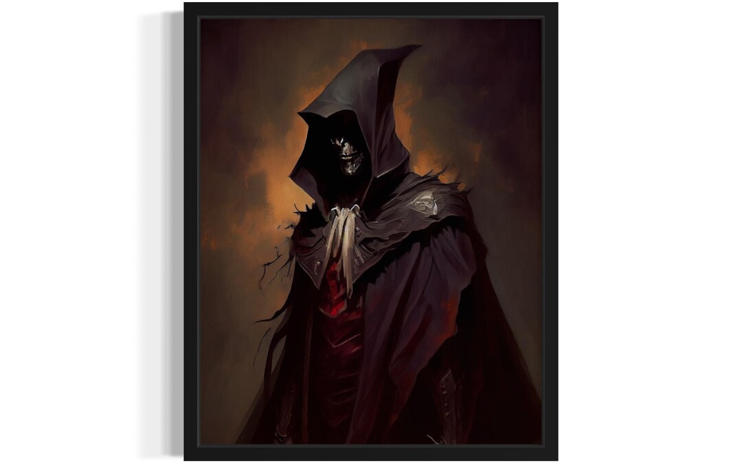 Evil Faceless Black Wizard Art Print, Scary Spooky Gothic Wall Art ...