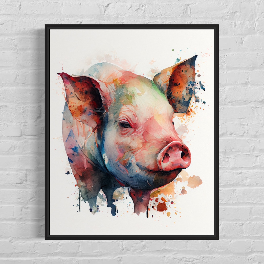 Pig Watercolor Art Print, Pig Painting Watercolor, Pig Original Artwork ...