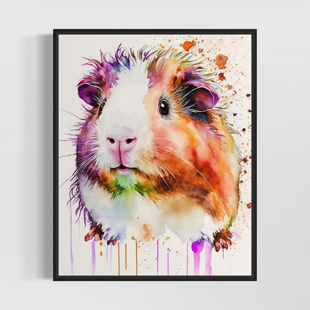 Guinea Pig Watercolor Art Print, Guinea Pig Painting Wall Art Decor ...