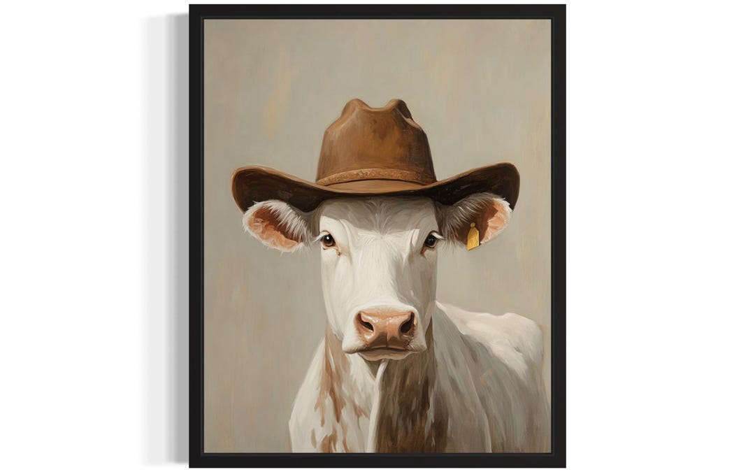 Silly Cow Cowboy Saddle Poster Art Print, Animal Western Wild West ...