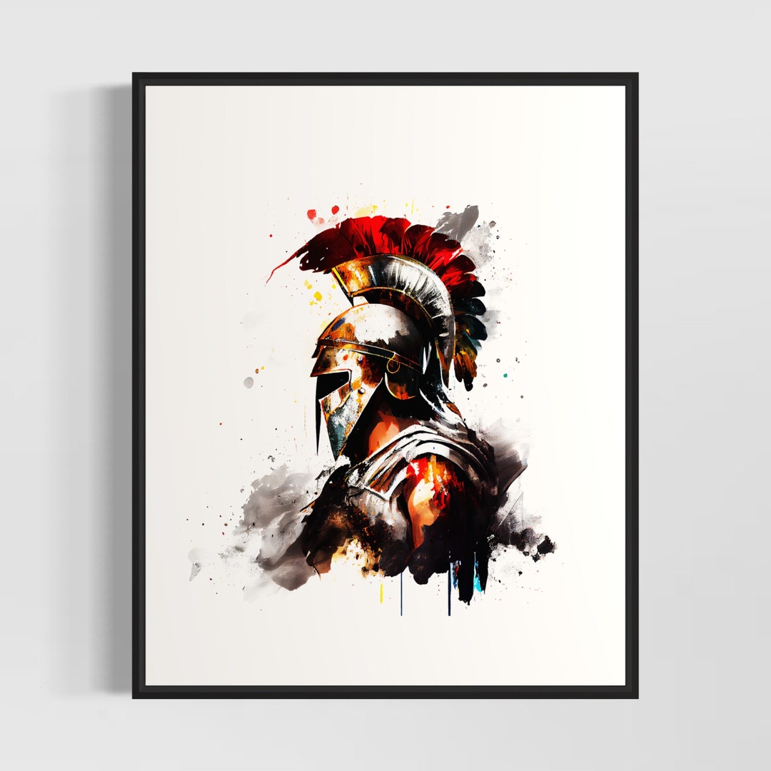 Spartan Watercolor Art Print, Spartan Painting Wall Art Decor, Original ...