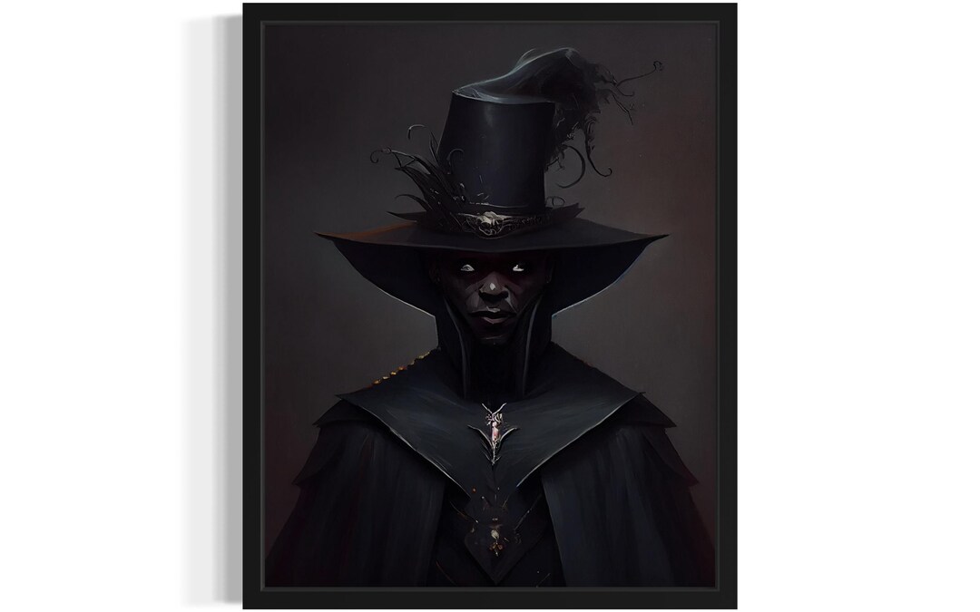 Evil Black Wizard Art Print, Scary Spooky Gothic Wall Art Painting ...