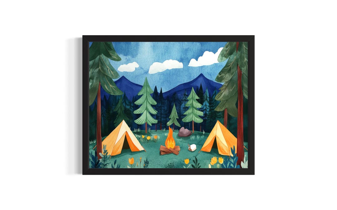 Camp With Nature Children Nursery Poster Art Print, Living Room Wall ...