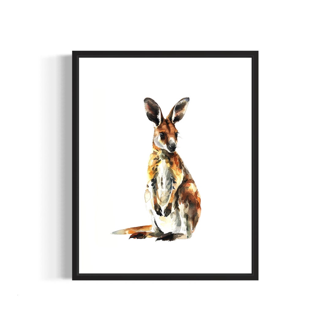 Wallaby Watercolor Art Print Poster, Animal Painting Wall Art Decor - Etsy