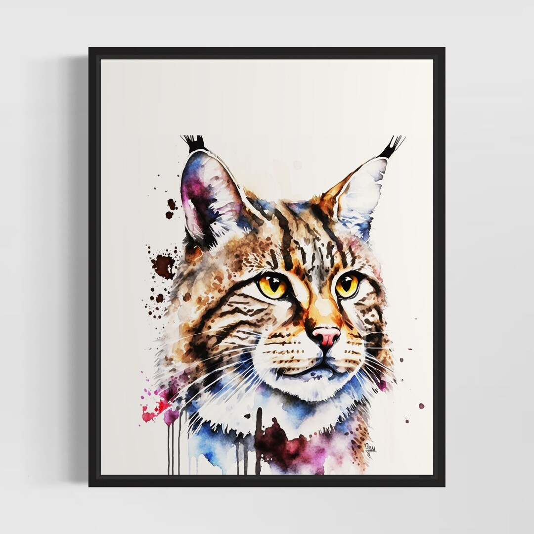 Wildcat Watercolor Art Print, Wildcat Wall Art Poster, Original Artwork ...