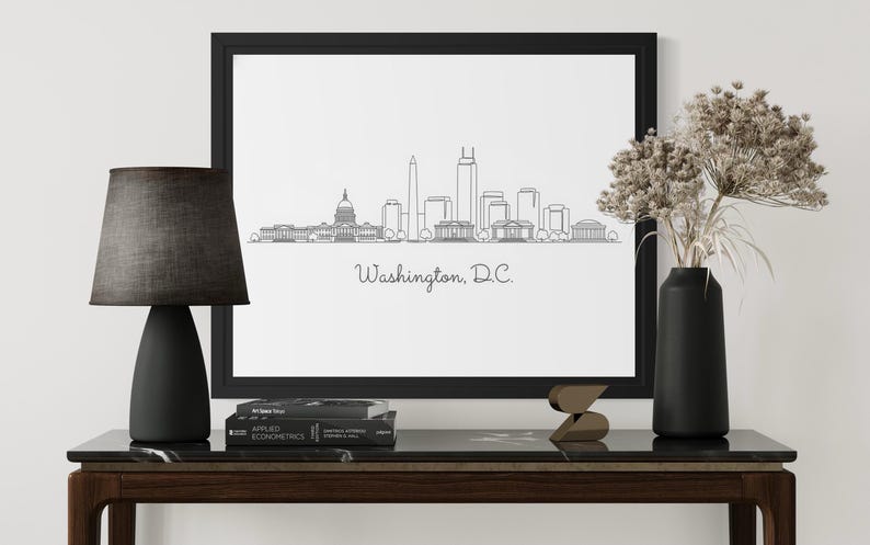 Washington, D.C. Line Art US Cities Poster Art Print, Living Room Wall ...
