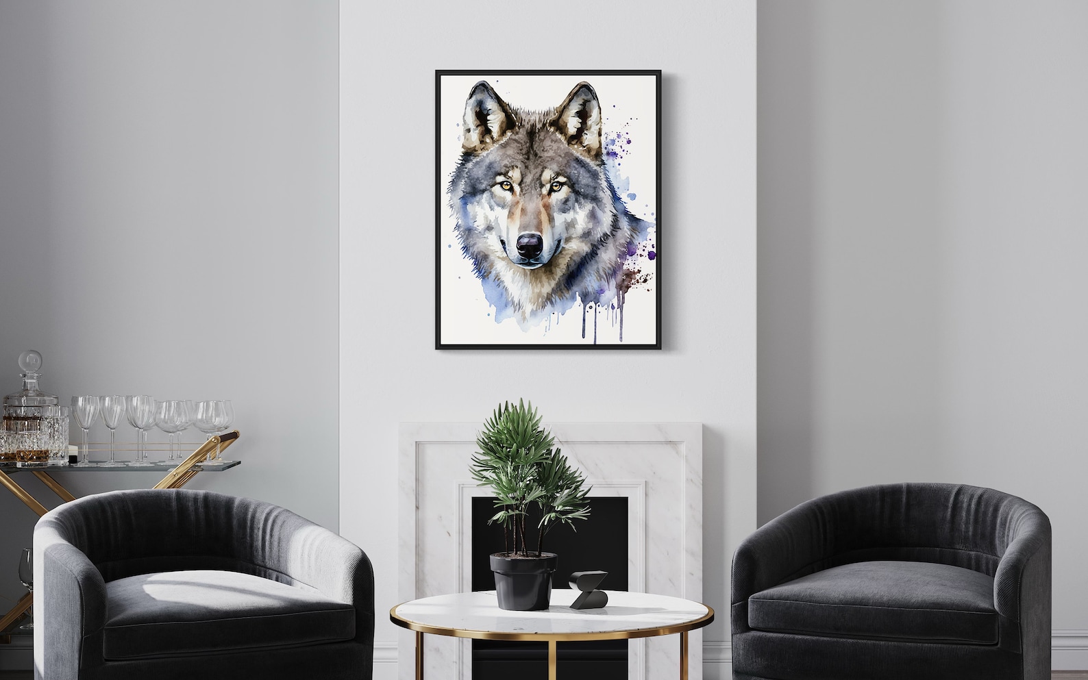 Gray Wolf Watercolor Art Print Gray Wolf Painting Wall Art - Etsy