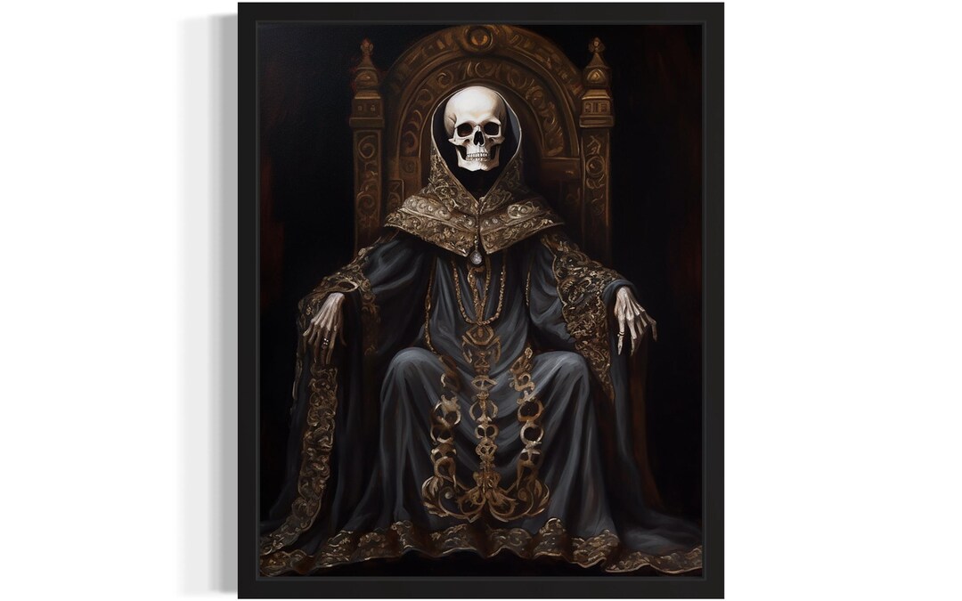 Skull King Art Print, Scary Spooky Gothic Wall Art Painting Decor Photo ...