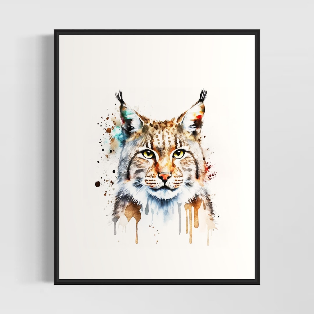 Bobcat Watercolor Art Print, Bobcat Painting Wall Art Decor, Original ...