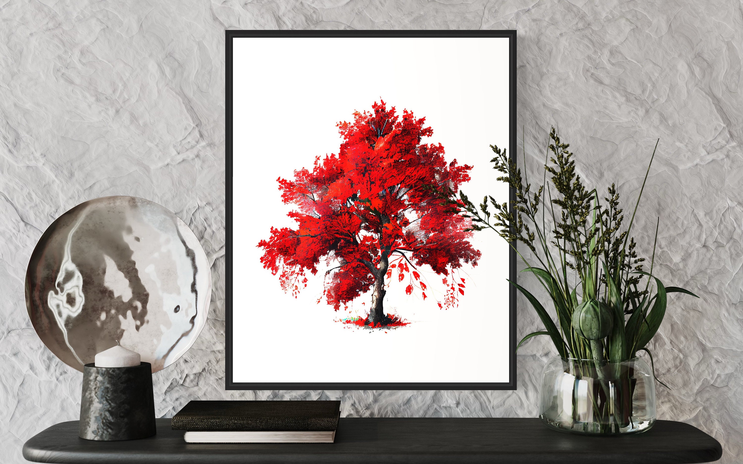 Red Oak Tree Watercolor Art Print Red Oak Tree Painting Wall - Etsy