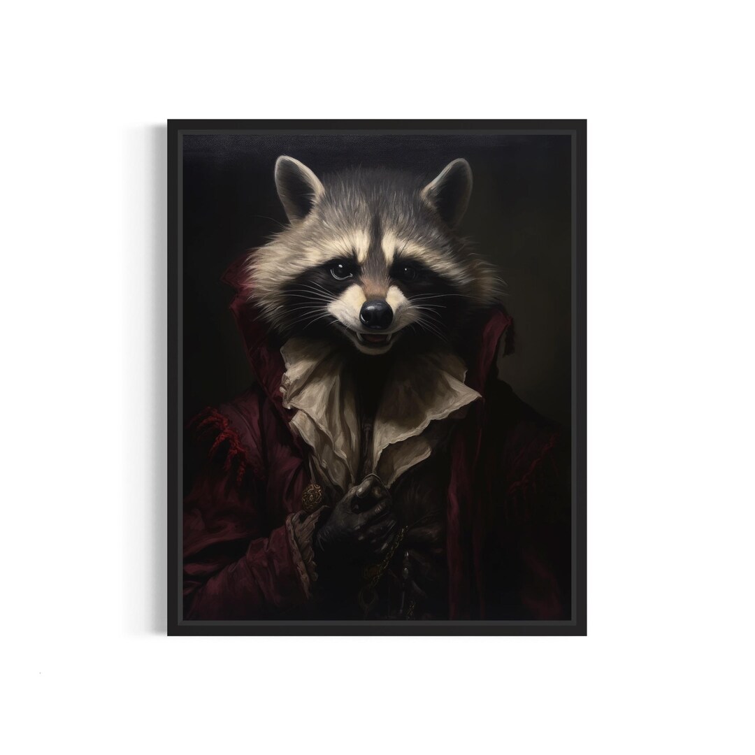 Raccoon Art Print, Vintage Gothic Wall Art Painting Decor Photo - Etsy