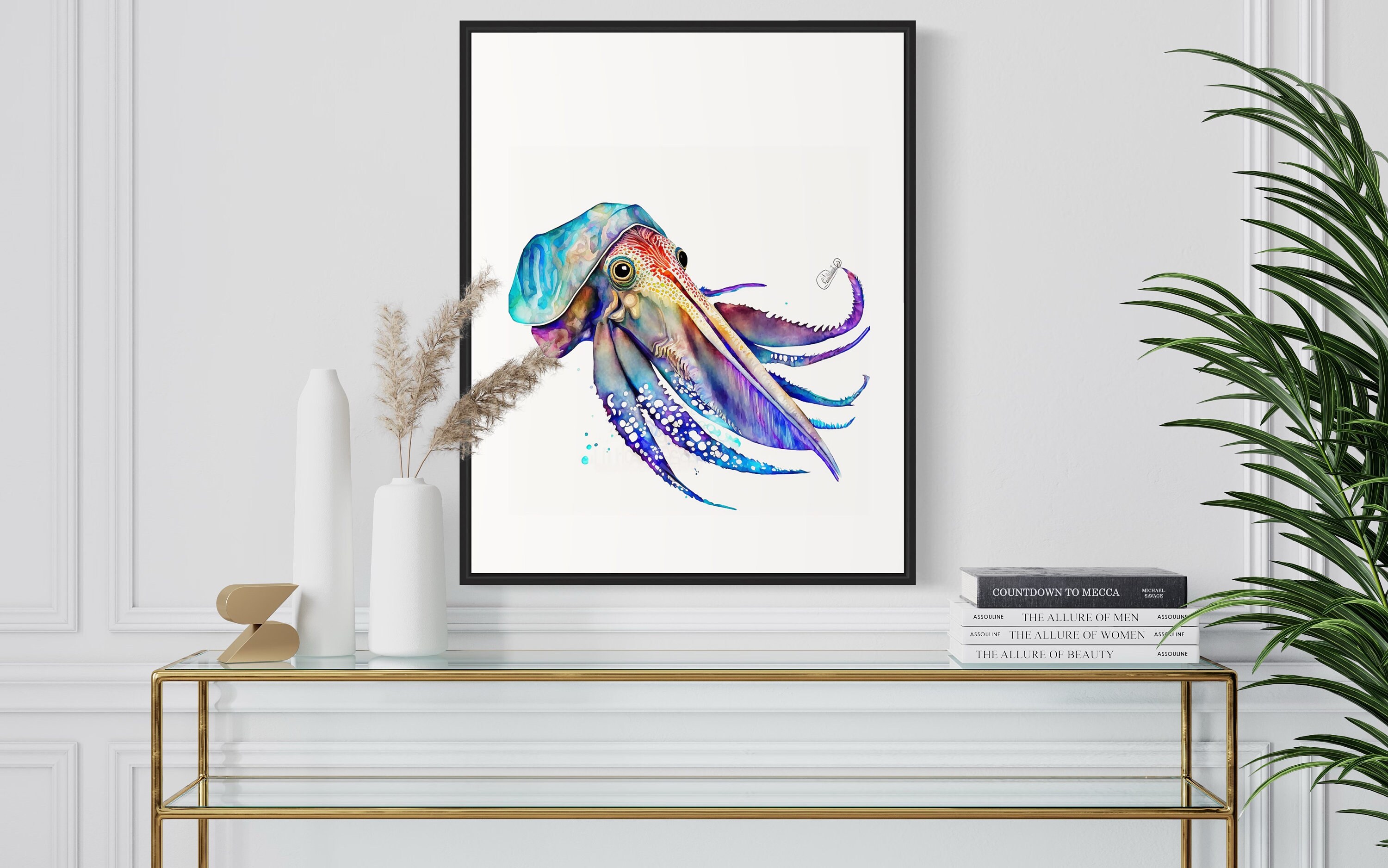 Cuttlefish Watercolor Art Print Cuttlefish Painting Wall Art - Etsy