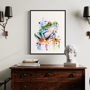 Green Frog Watercolor Art Print, Green Frog Painting Wall Art Decor ...