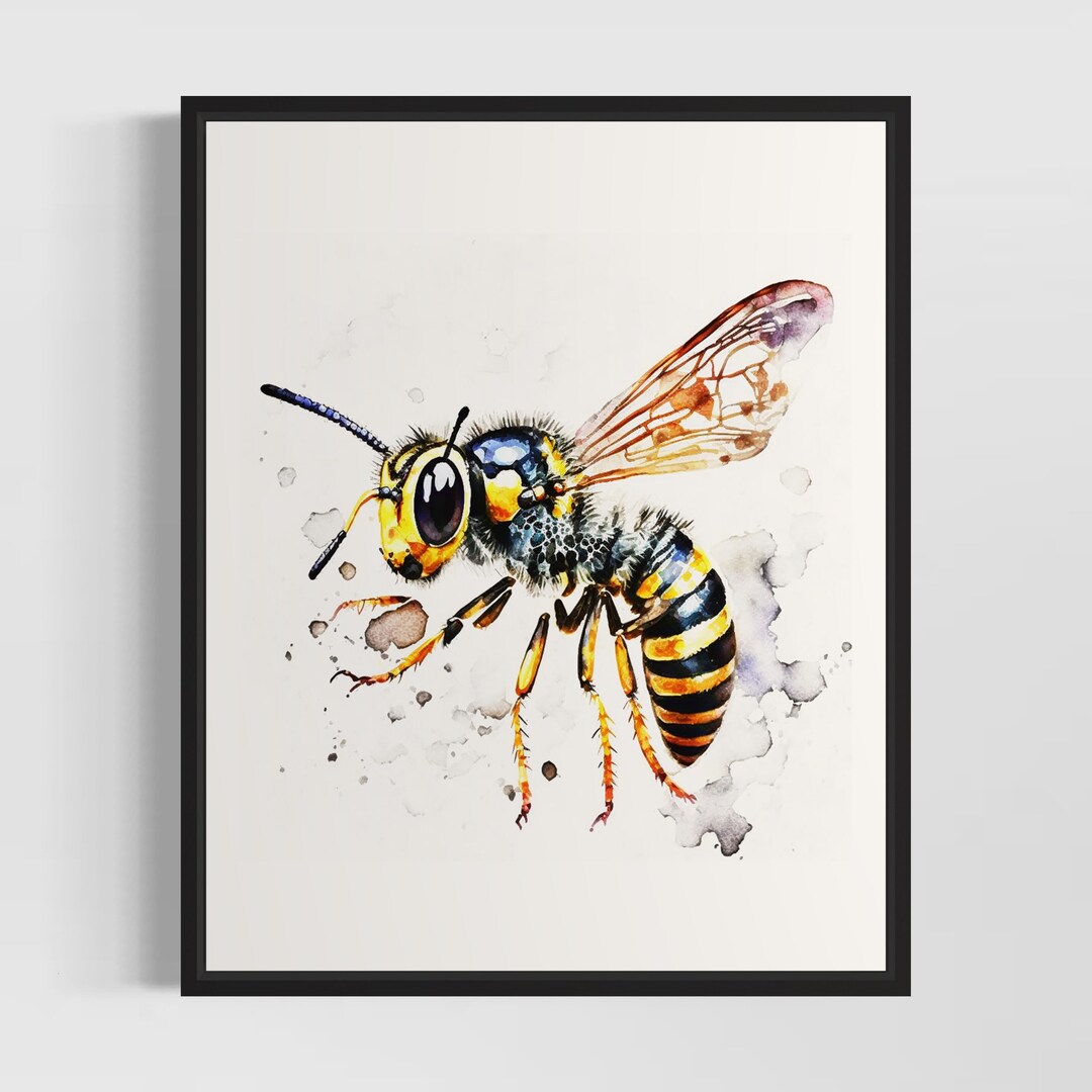 Wasp Watercolor Art Print, Wasp Wall Art Poster, Original Artwork by ...