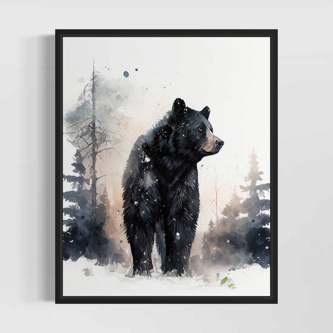 Black Bear Watercolor Art Print, Black Bear Painting Wall Art Decor ...