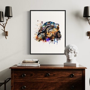 Snapping Turtle Watercolor Art Print, Snapping Turtle Painting Wall Art ...