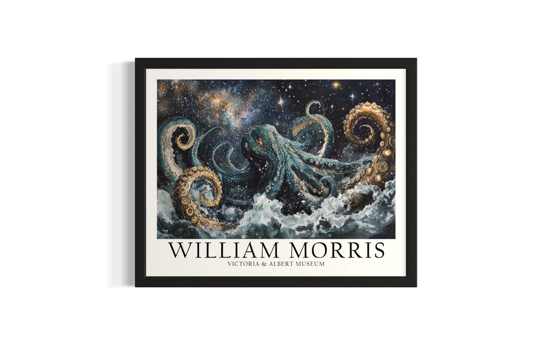 Giant Octopus William Morris Sea Creatures Poster Art Print, Living ...