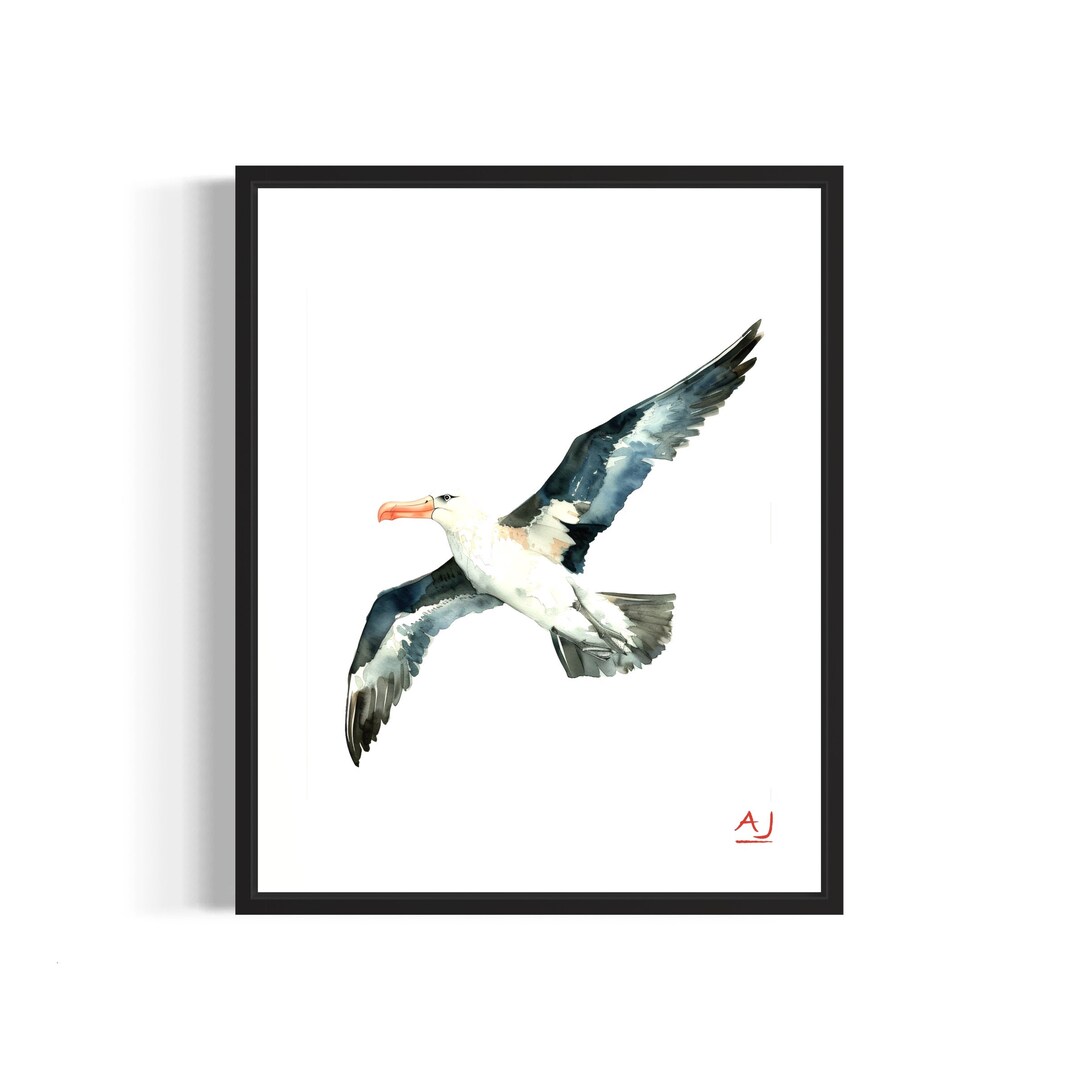 Albatross Poster Art Print, Watercolor Bird Painting Wall Decor Signed ...