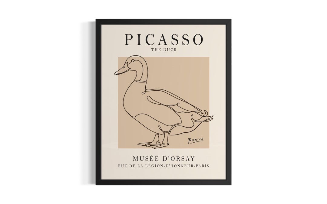Duck Picasso Minimalist Poster Art Print, Living Room Wall Art Poster ...