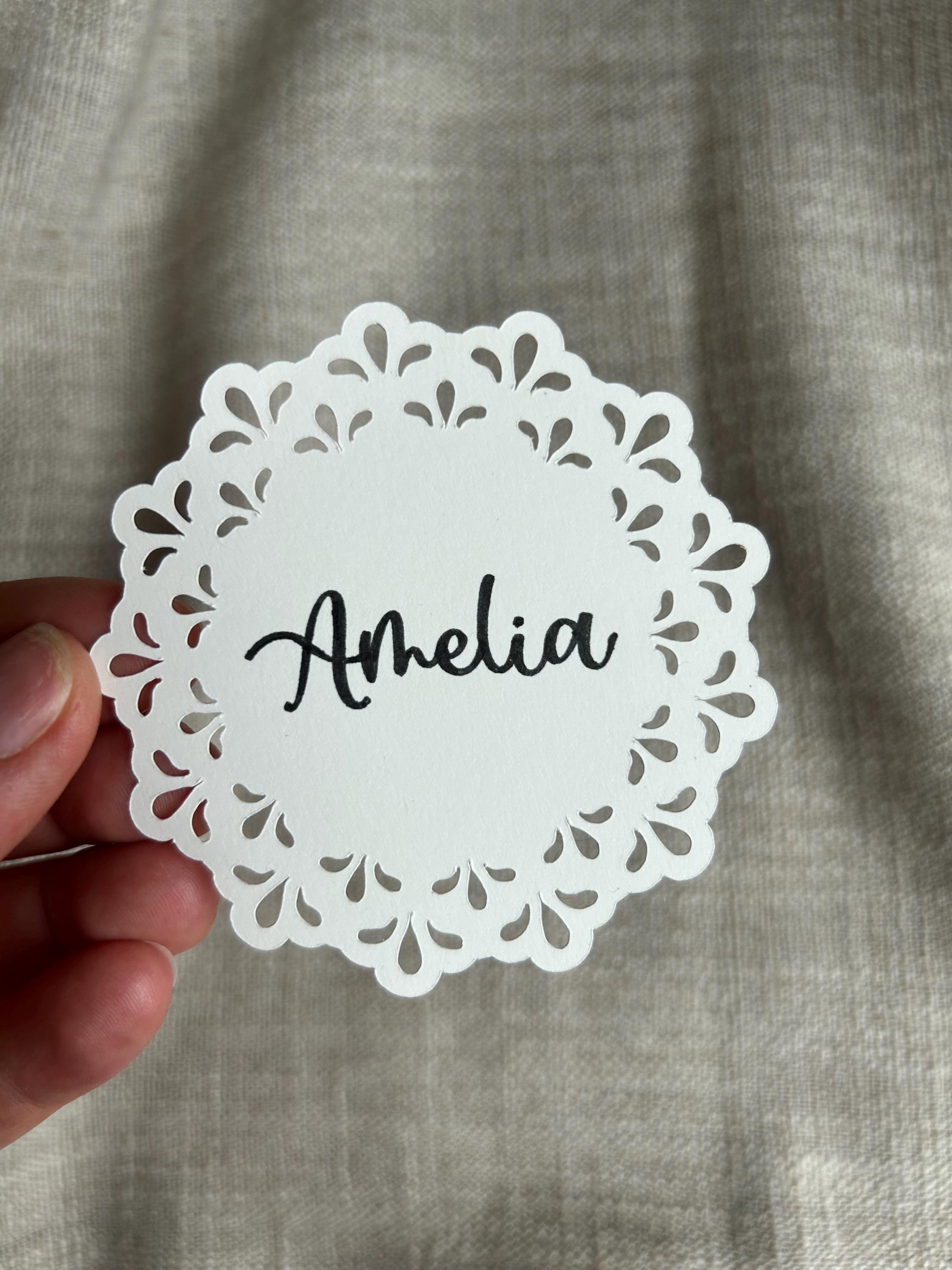 Custom Place Cards | Round, Doily Design | Set of 5 | Weddings, Bridal ...