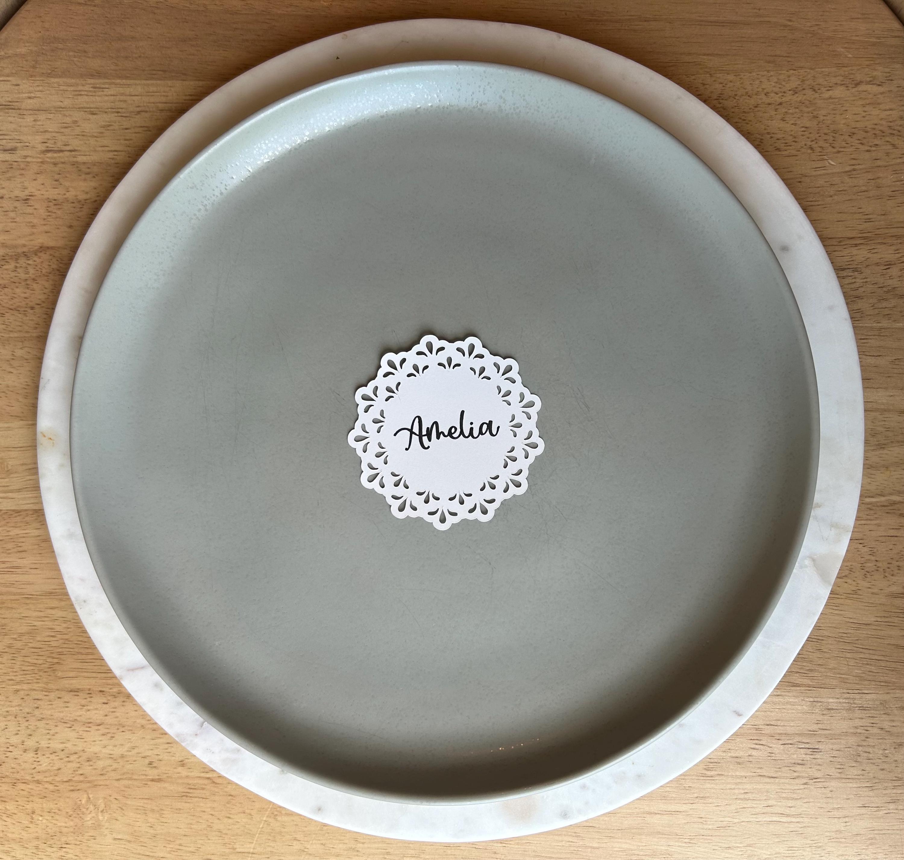 Custom Place Cards | Round, Doily Design | Set of 5 | Weddings, Bridal ...