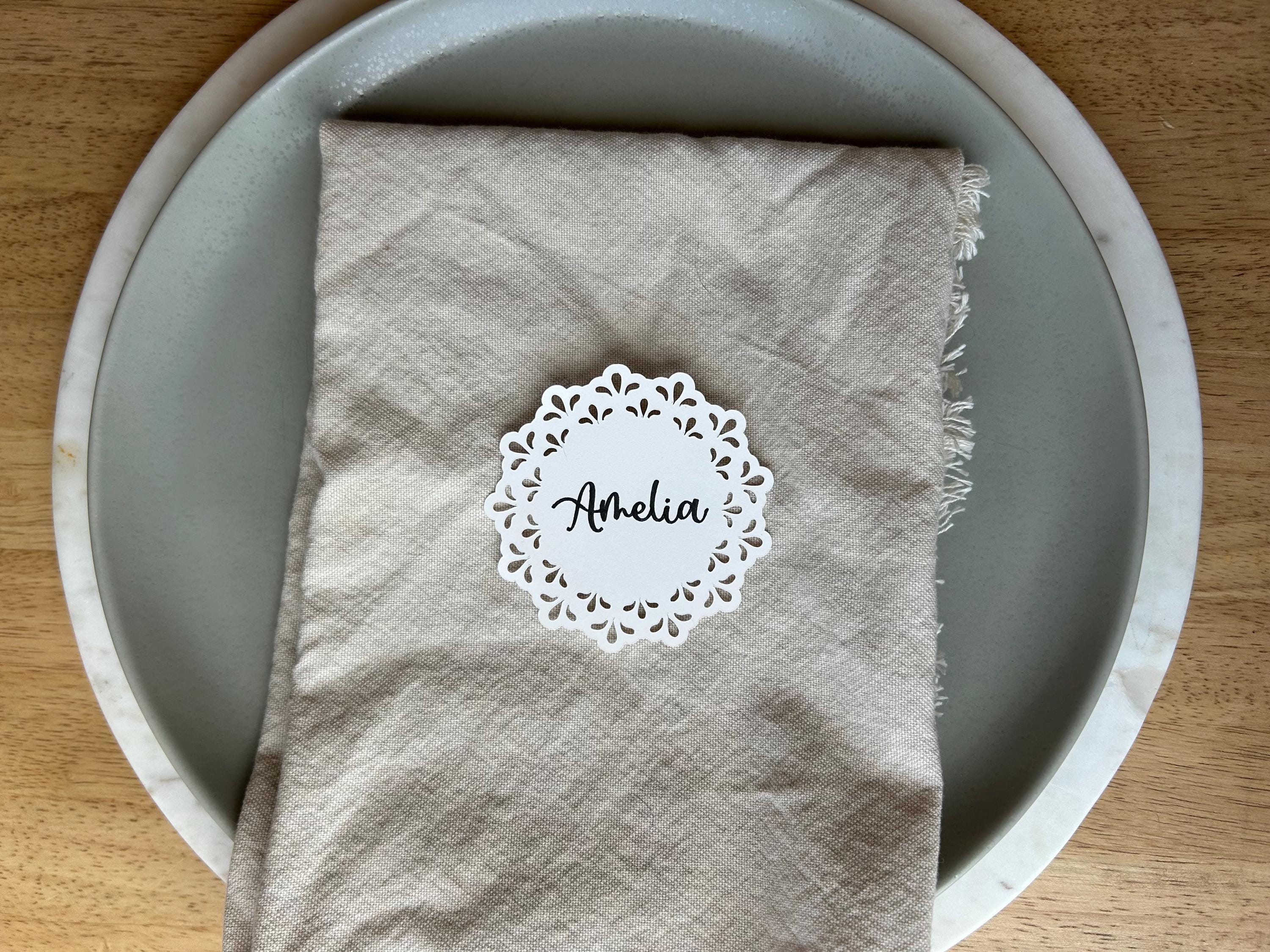 Custom Place Cards | Round, Doily Design | Set of 5 | Weddings, Bridal ...