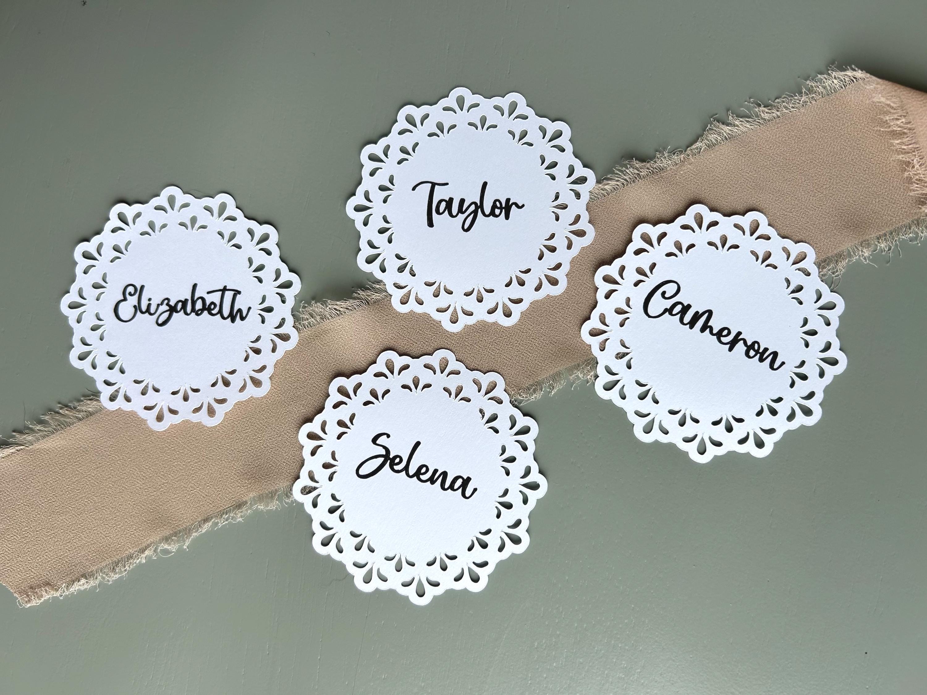 Custom Place Cards | Round, Doily Design | Set of 5 | Weddings, Bridal ...