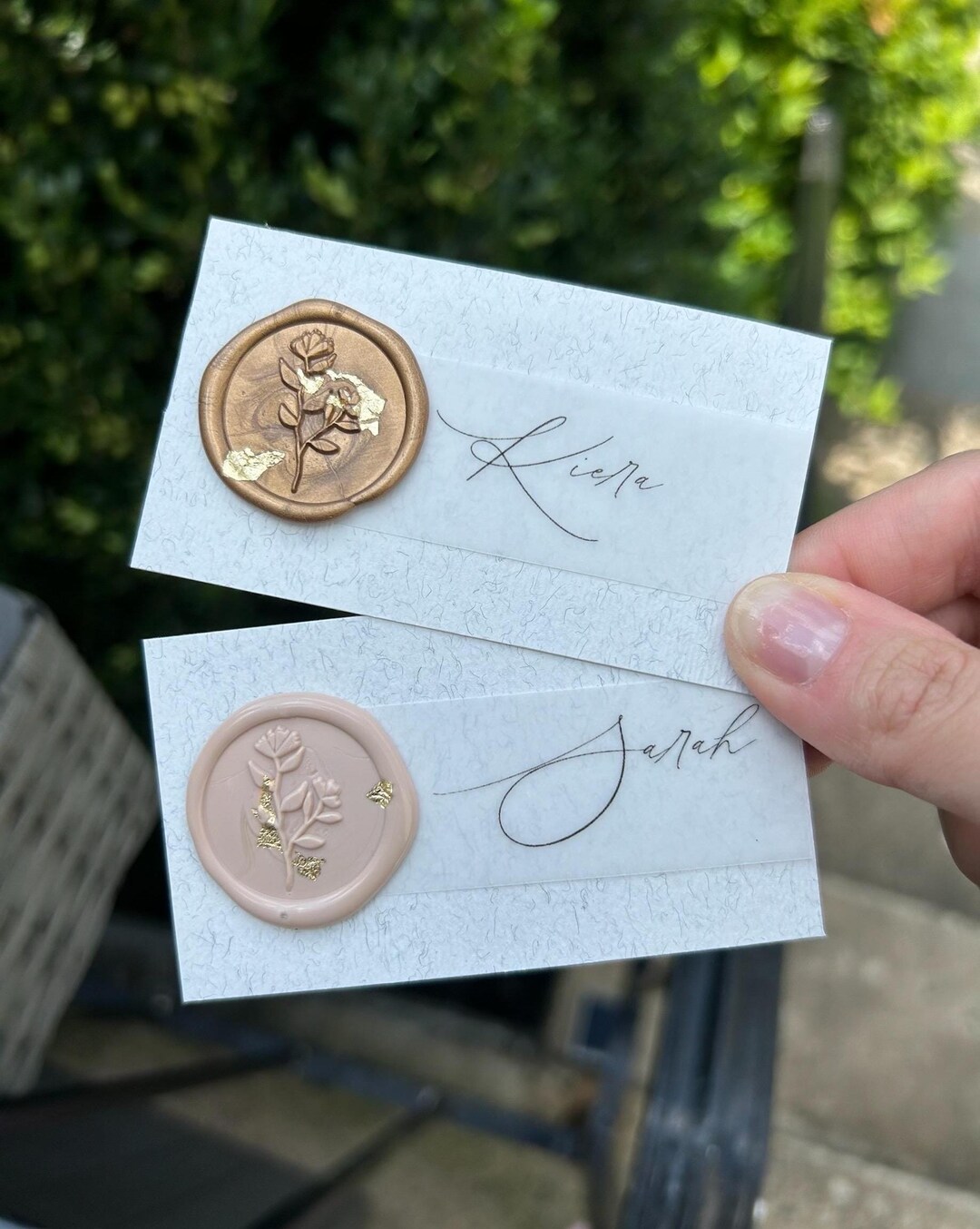 Wax Seal Place Cards | Natural Fiber Paper, Custom, Printed | Handmade ...