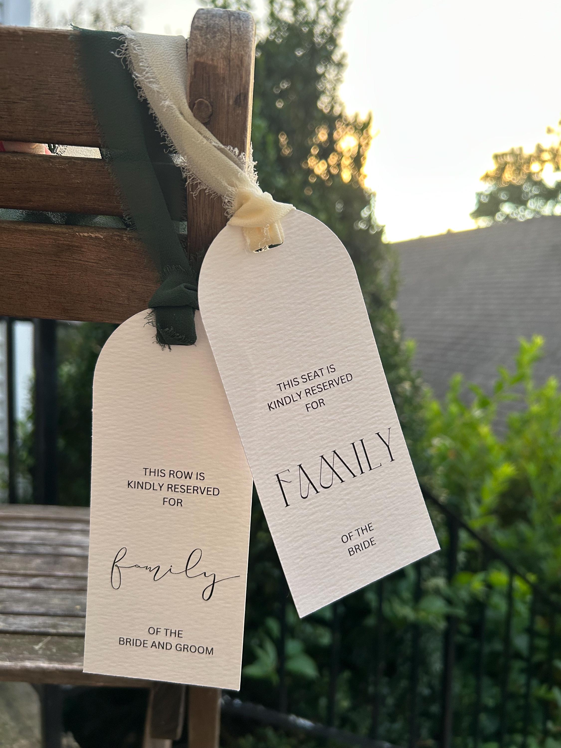 Personalized Reserved Seating Signs | Arched, Textured Cardstock ...