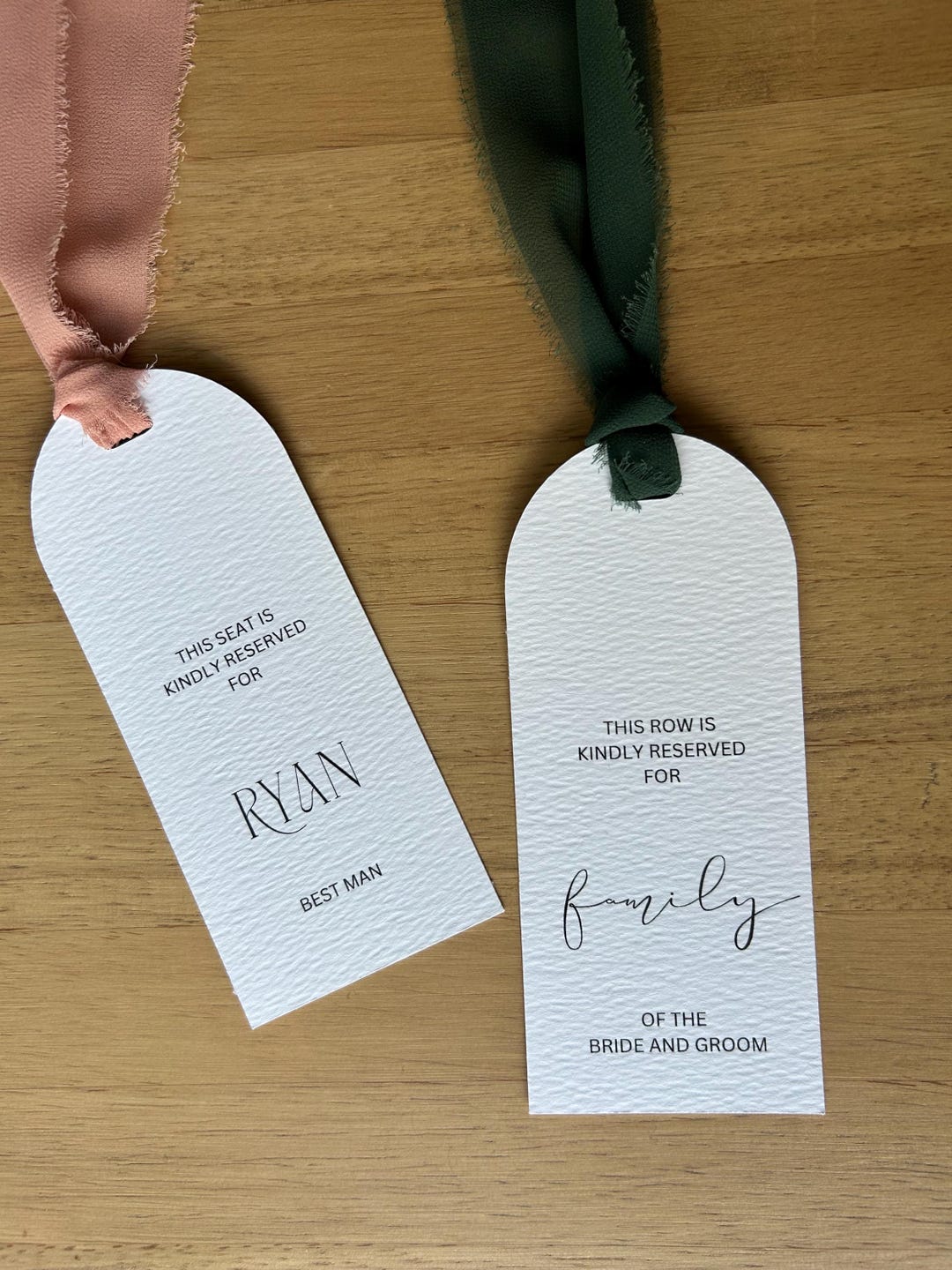 Personalized Reserved Seating Signs | Arched, Textured Cardstock ...