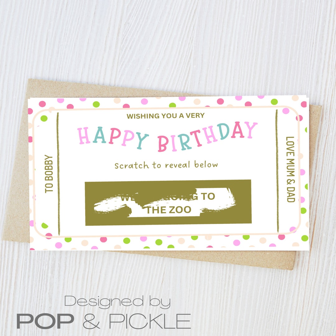 Scratch to Reveal Birthday Voucher Gift Reveal Surprise Reveal Birthday ...