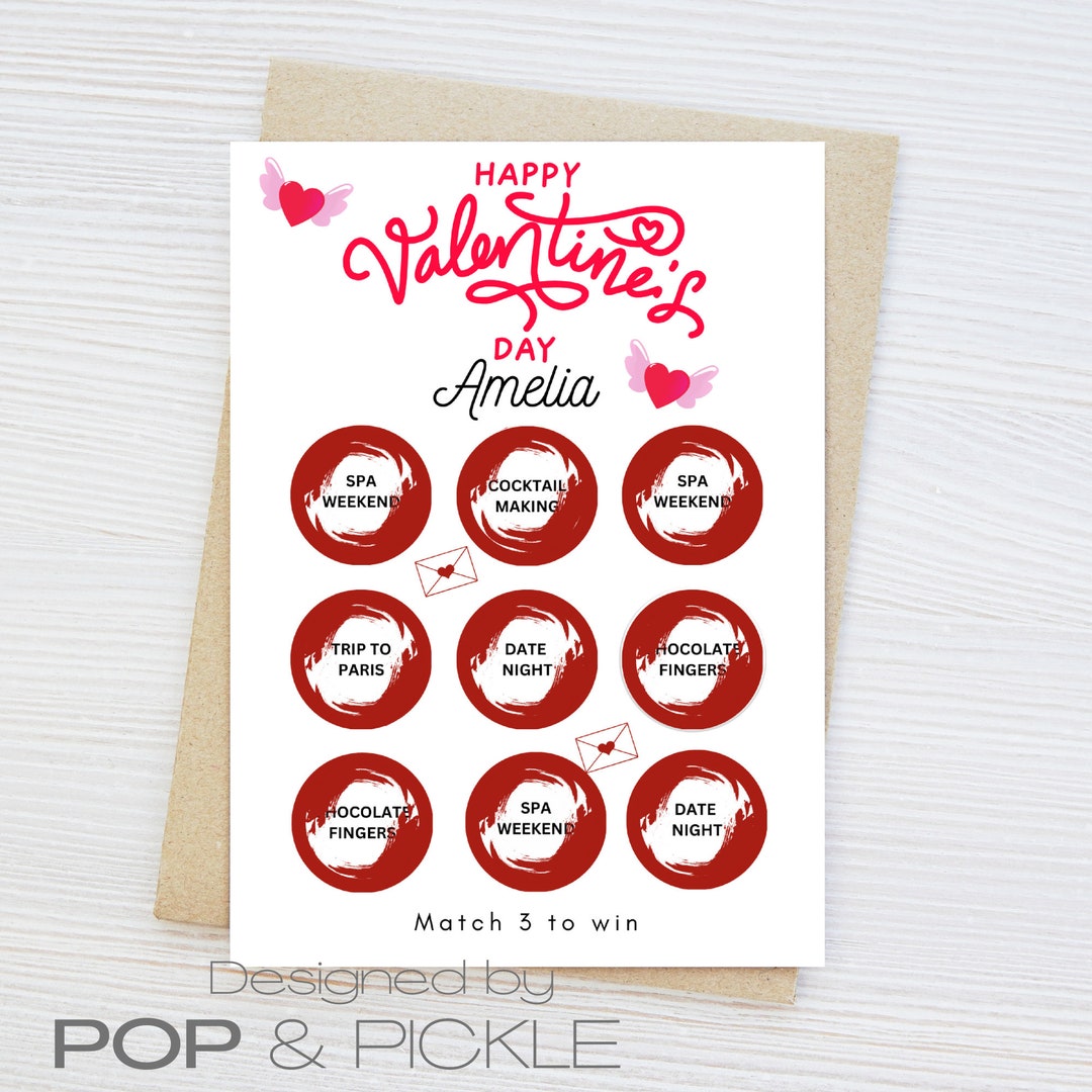 Valentines Scratch to Reveal Surprise Card Custom Card Personalised ...