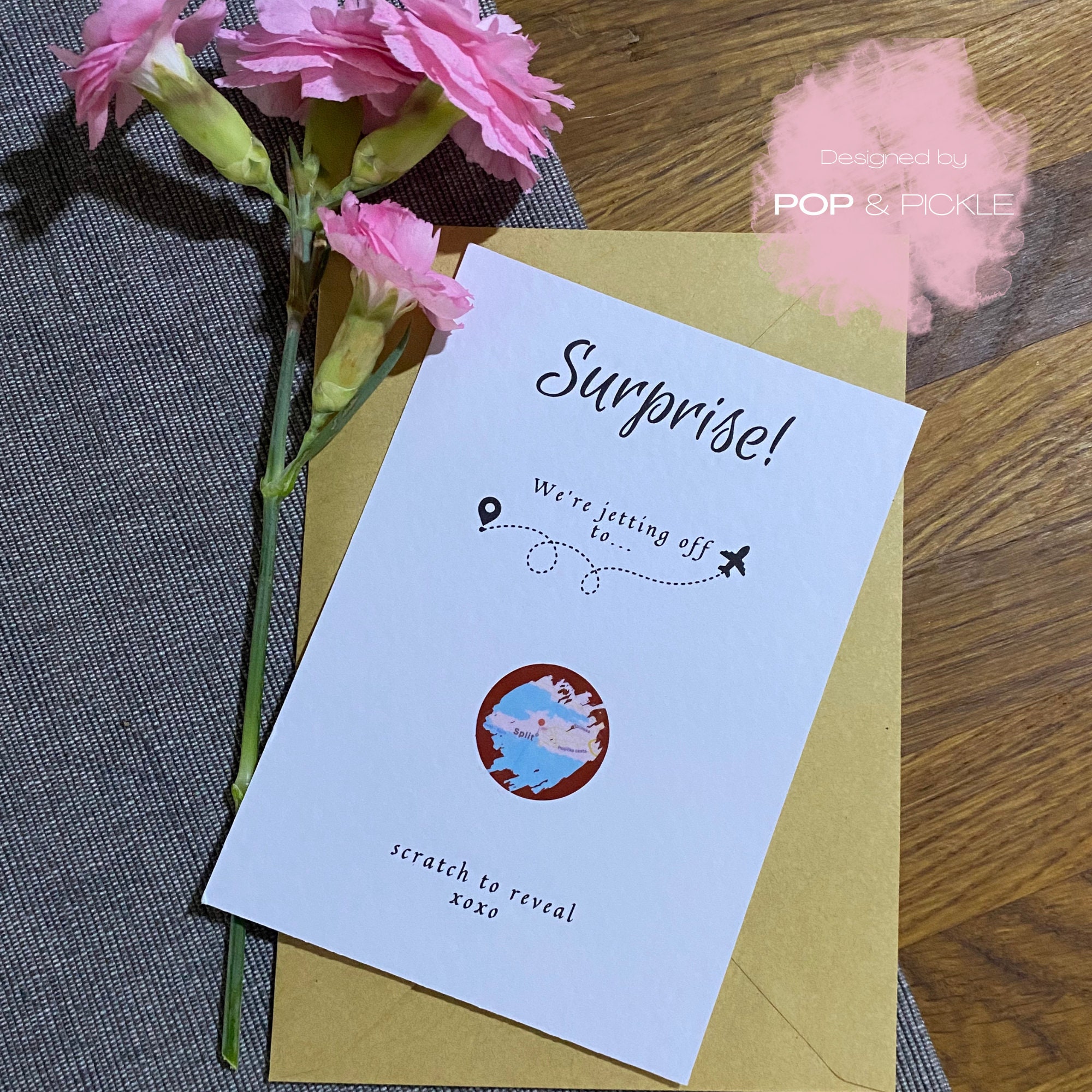Surprise Destination Reveal Card Map Reveal Ideal for - Etsy