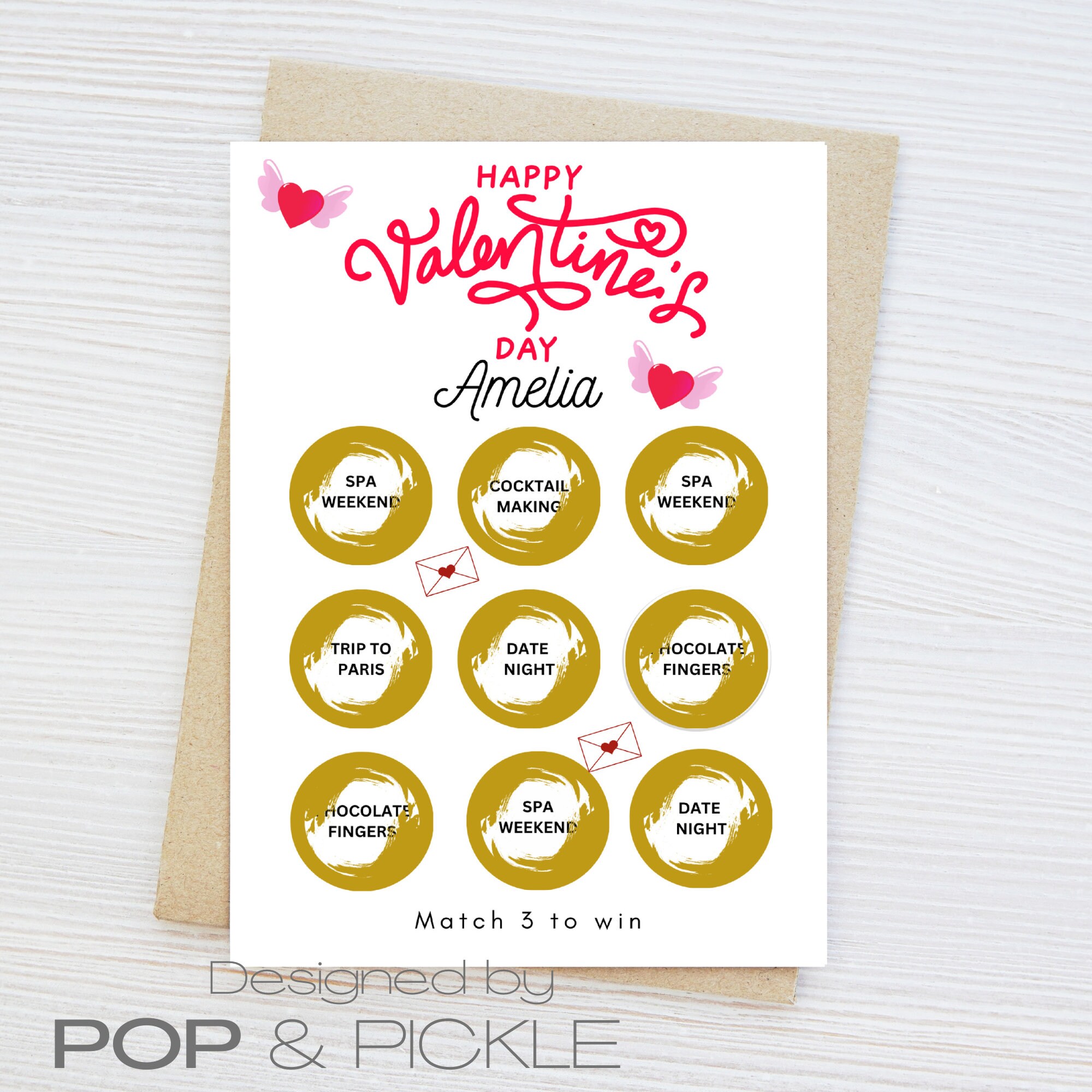 Valentines Scratch to Reveal Surprise Card Custom Card Personalised ...