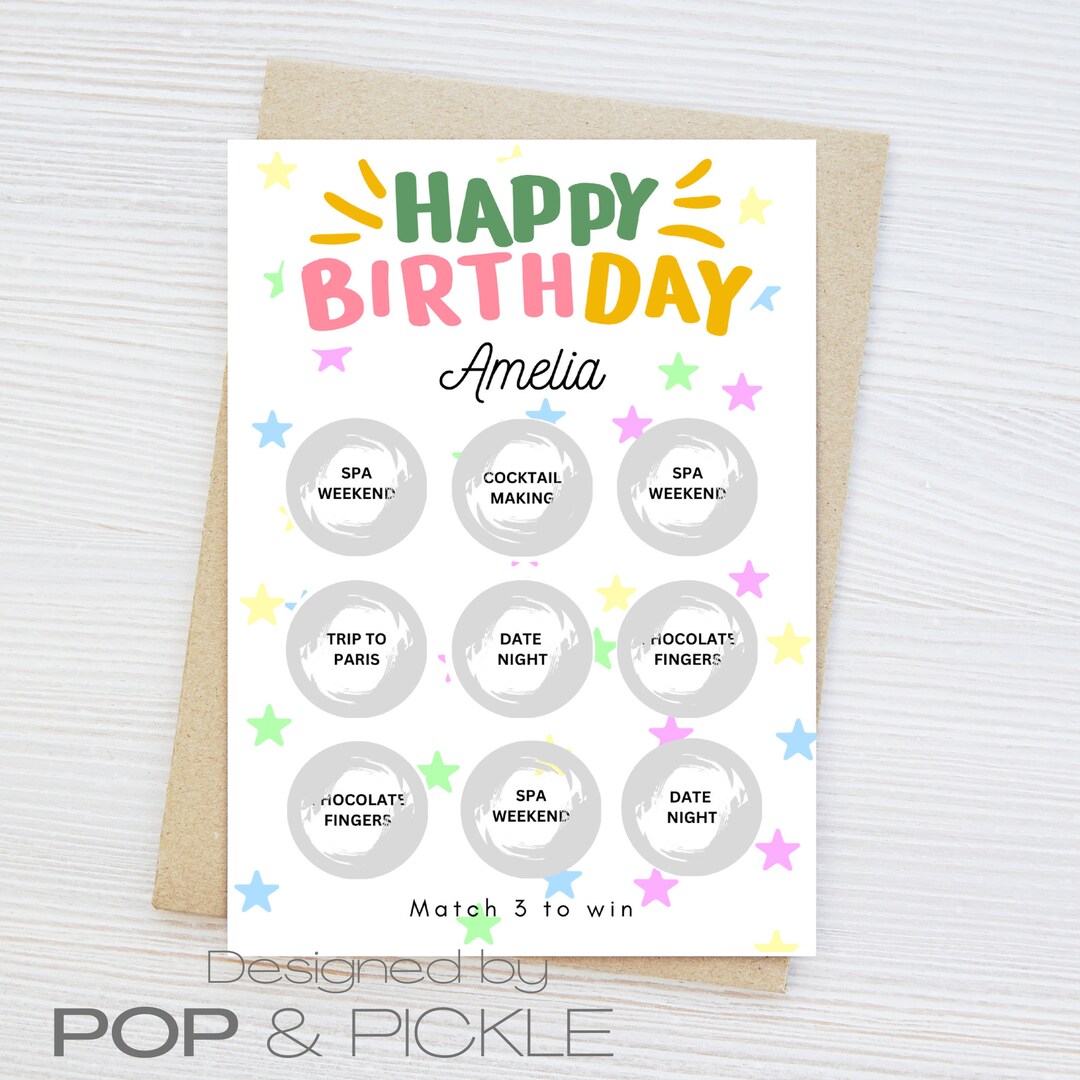 Birthday Scratch to Reveal Surprise Card | Custom Card | Personalised ...